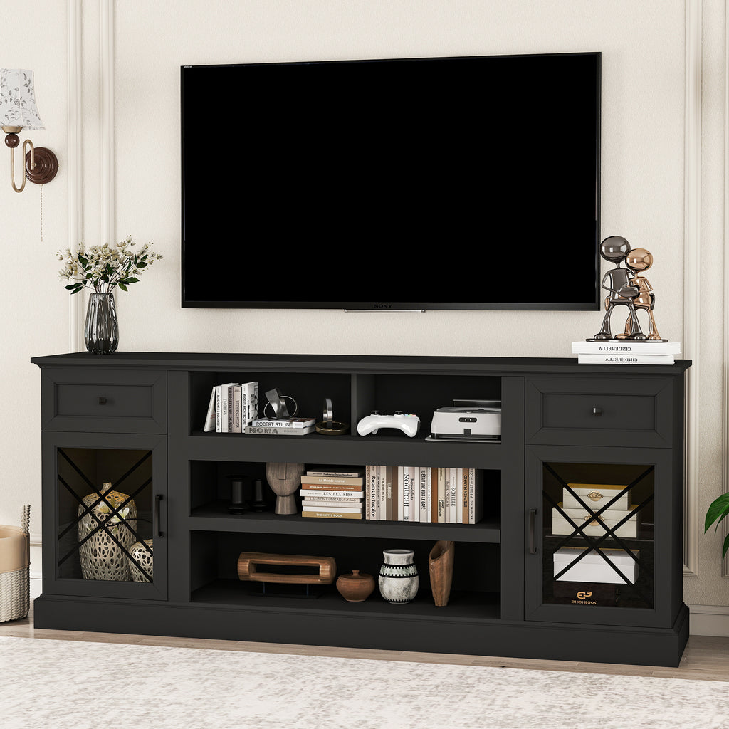 FIAKOA 70 inch Farmhouse TV Stand for 80 inch TV, Modern Entertainment ...